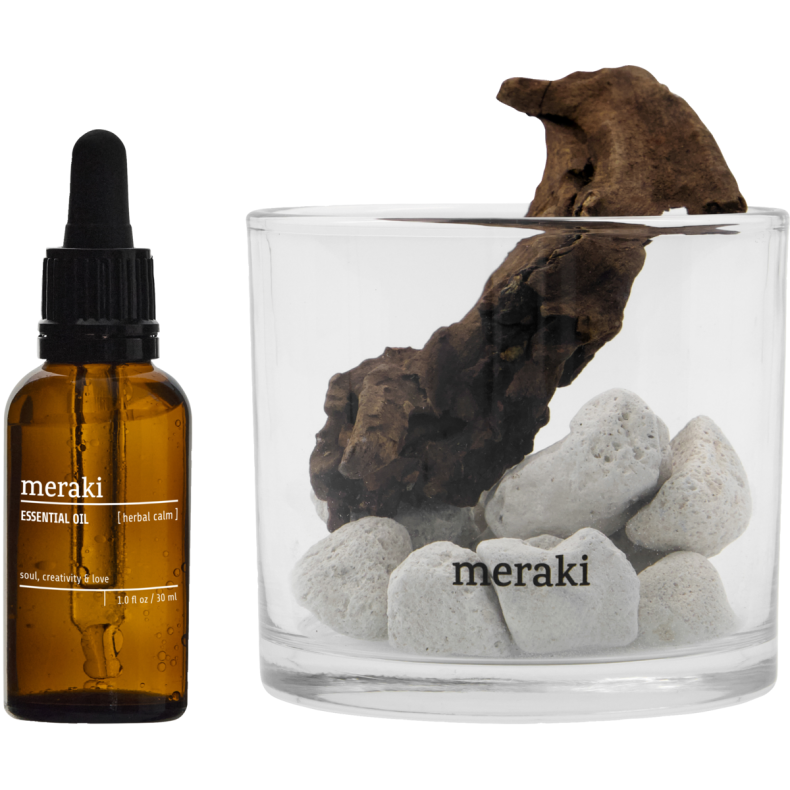 Meraki Diffuser, Lavastone & wood - Herbal calm, 30 ml - Diffuser & Duftlys - Badoghjem.dk